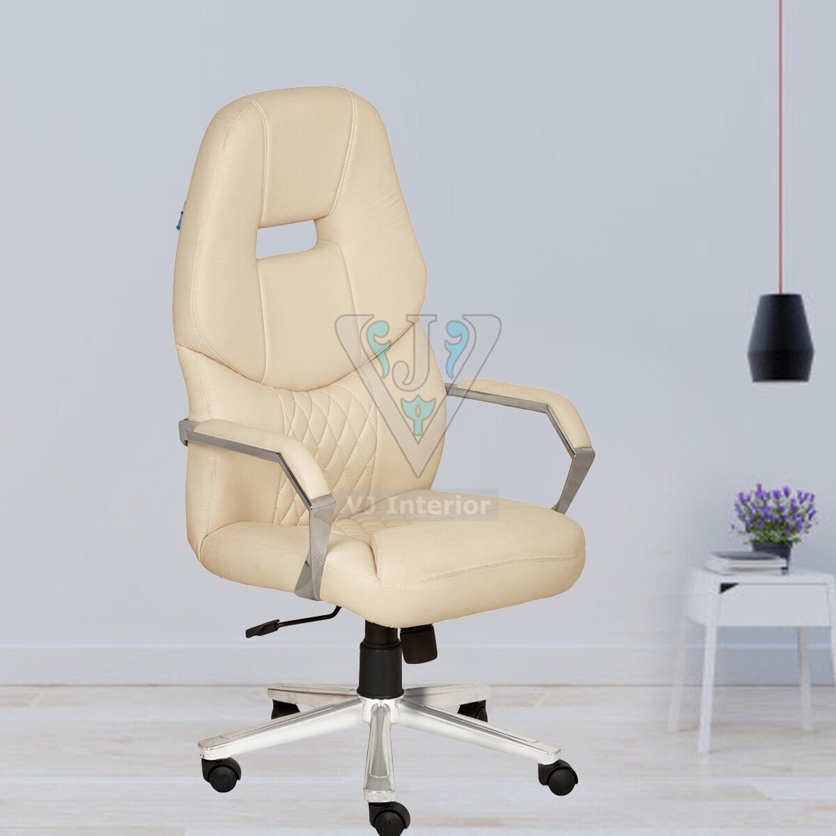 High Back Leather Off White Executive Office Chair
